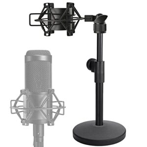 desk mic stand, adjustable metal table microphone stand with shock mount for audio technica at2020 at2020usb+ at2035 atr2500x condenser studio microphone by frgyee