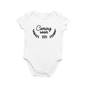 organic gots certified baby onesie unisex bodysuit 0-18 months - coming soon [year] | pregnancy announcement (coming soon [year], 0-3 months)