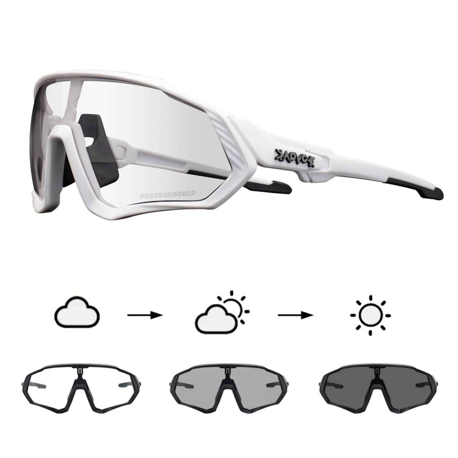 KAPVOE Photochromic Cycling Glasses Men Women Mountain Bike Sunglasses Clear MTB Bicycle Riding