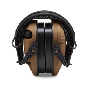 Walker's Razor Slim X-TRM Noise-Cancelling Sound-Enhancing Hunting Gun Range Shooting Electronic Earmuffs with Cooling Pads, Moisture Wicking Headband & 2 AAA Batteries, Battle Brown