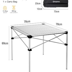 KingCamp KC3961_Silver Camping Table, 27.5"×27.5"×27.1"