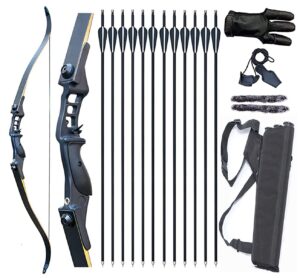 vogbel archery recurve bow and arrows for adults 52" archery set 30-50lb takedown bow right hand metal riser with arrows quiver for hunting shooting(40lb)