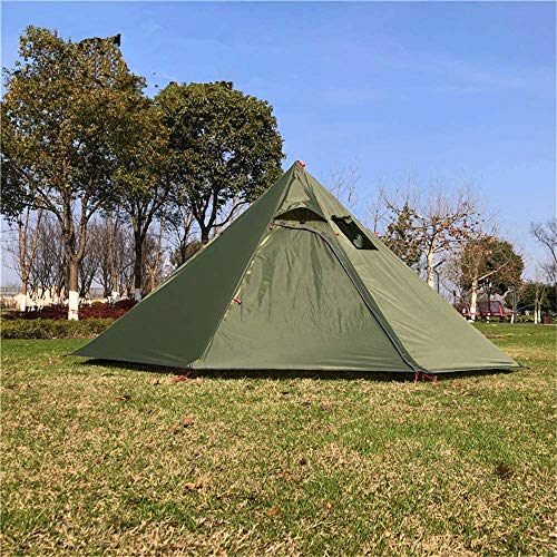 Genma0 Ultralight 2 Person Tipi Hot Tent with Fire Retardant Stove Jack for Flue Pipes with 2 Doors Army Green