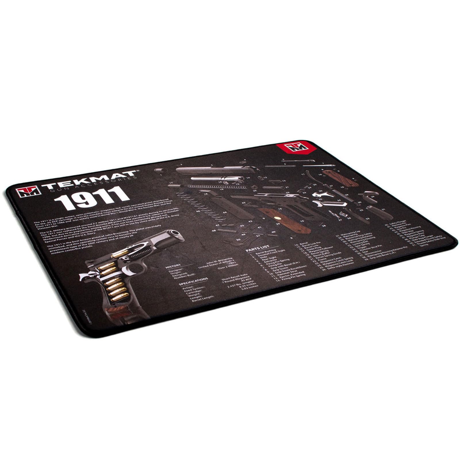 TekMat Ultra 20 Premium 15" X 20" 1/4" Thick Oil Resistant Non-Slip Waterproof Stitched Edges Handgun Cleaning Mat for use with 1911 | 1911 3D