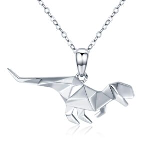 justkidstoy dinosaur necklace for women 925 sterling silver cute animal t-rex pendant necklace dinosaur jewelry gifts