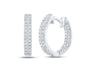 10k white gold diamond hoop earrings 1/5 ctw.