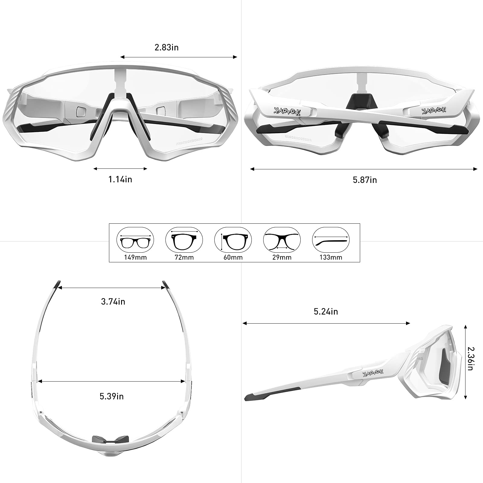 KAPVOE Photochromic Cycling Glasses Men Women Mountain Bike Sunglasses Clear MTB Bicycle Riding