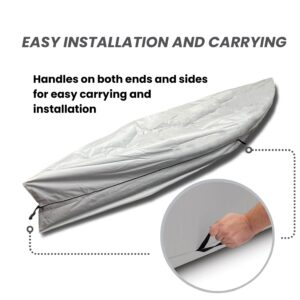 EliteShield Canoe Cover Kayak Cover; Waterproof UV Resistant Marine Grade Polyester Canoe Kayak Boat Storage Cover fits 15 ft-16 ft Long, 116 Inches Girth Gray Color