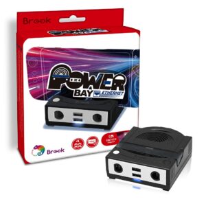 brook power bay ethernet - portable, fast charging, dock stand, docking station for nintendo switch, built-in ethernet port and gamecube controller inputs, supports hdmi output, stable network connect