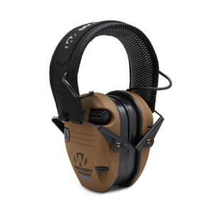 Walker's Razor Slim X-TRM Noise-Cancelling Sound-Enhancing Hunting Gun Range Shooting Electronic Earmuffs with Cooling Pads, Moisture Wicking Headband & 2 AAA Batteries, Battle Brown