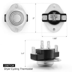 3977393 & 3392519 Dryer Thermal Fuse & 3977767 Dryer High Limit Thermostat & 3387134 Dryer Cycling Thermostat - Compatible with Whirlpool Kenmore Dryer