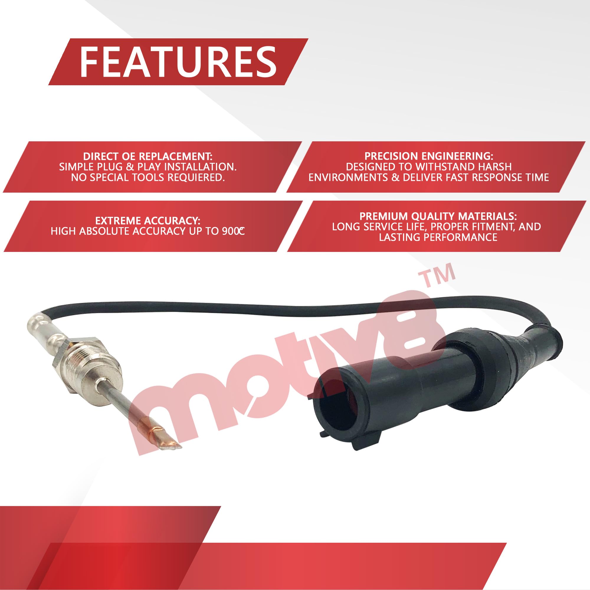 Motiv8 Exhaust Gas Temperature Sensor Powerstroke EGT DPF DOC | Ford Super Duty 6.4L V8 | F-250 F-350 F-450 F-550 2008-2010 | Replaces: 8C3Z5J213D 7C3Z12B591B 7C3Z5J213B 8C3Z12B591D