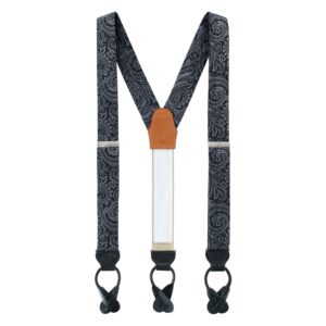 trafalgar men's sobee silk button end braces (suspenders), black