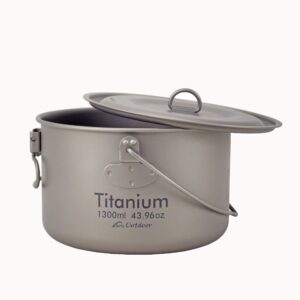 APG outdoor 1.3L Titanium Hanging Pot Camping Tableware Cooking Cookware Set Ultralight Bowl Tableware