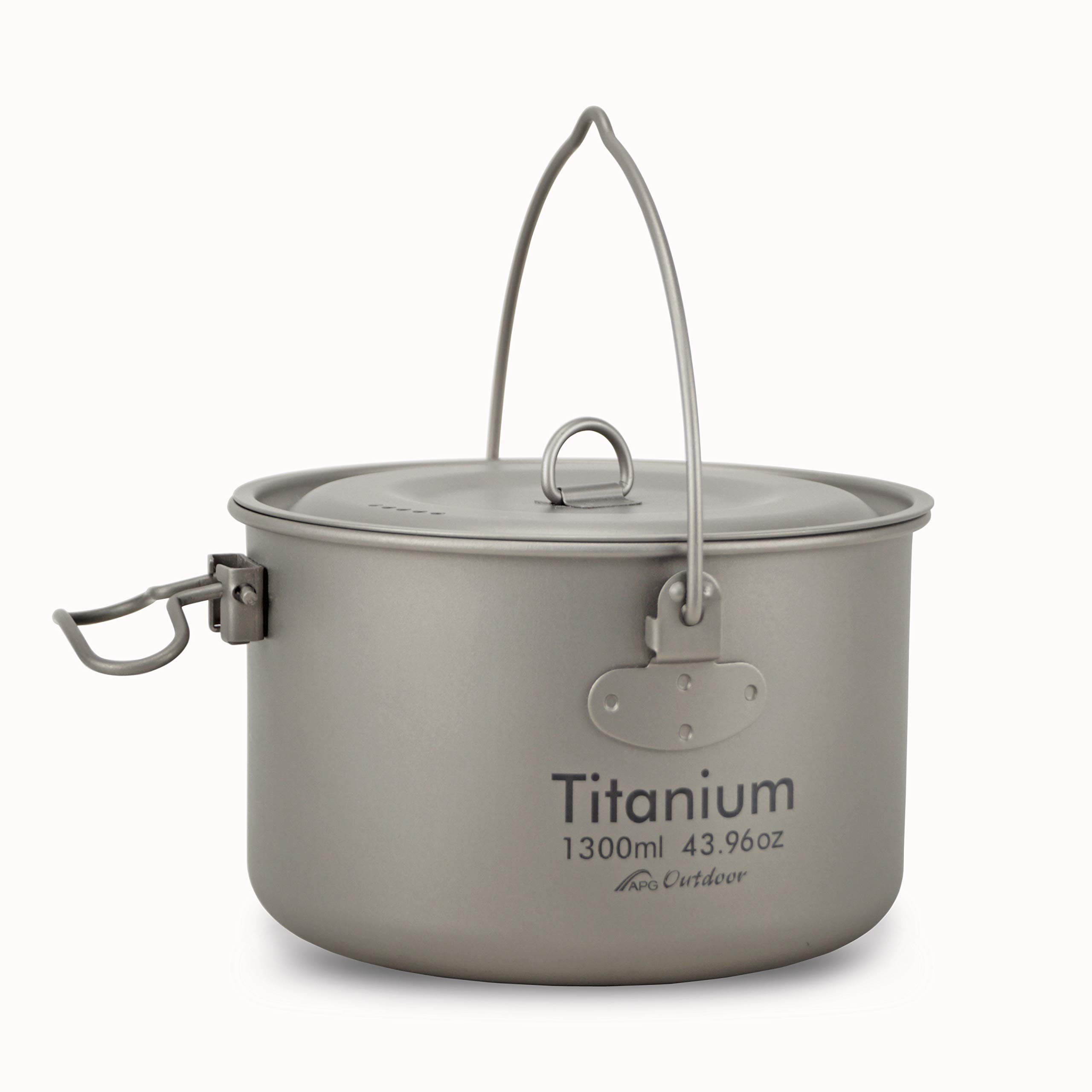 APG outdoor 1.3L Titanium Hanging Pot Camping Tableware Cooking Cookware Set Ultralight Bowl Tableware