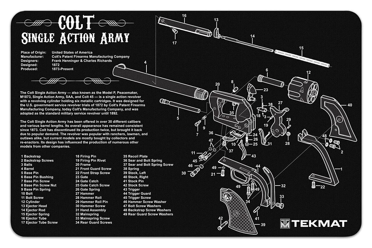 Tekmat Colt Revolver (Army) Gun Cleaning Mat, Multicolor, One Size (TEK-R17-SAA)