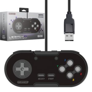 retro-bit legacy 16 wired usb controller - features home, ss & zl/zr buttons - for switch, pc, macos, retropie, raspberry pi - onyx