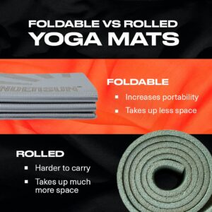 Undersun Fitness Portable Fitness & Exercise Mat, 6mm Thick, 6ft x 2ft, Foldable Non-Slip Yoga Mat, Anti-Tear & Eco Friendly, Great for Home Gym, Indoor/Outdoor Workouts and more