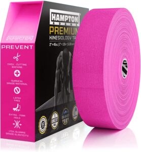 (135 feet) bulk kinesiology tape waterproof roll sports therapy support for knee, muscle, wrist, shoulder, back/original uncut premium therapeutic elastic & hypoallergenic cotton - (pink)