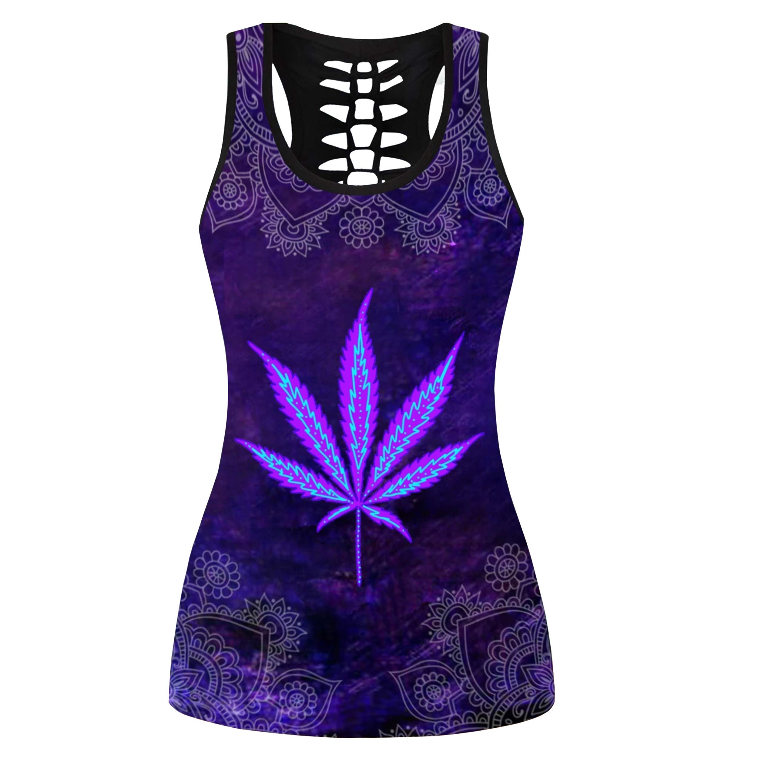 DRZHEAM Women 2 Piece Casual Skull Outfits 3D Printed Hollow Out Tank Tops Yoga Leggings Jogger Sets Activewear (purple-e, XXL)