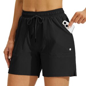 willit women's 5" hiking shorts golf athletic outdoor shorts quick dry workout summer water shorts with pockets black l