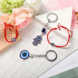 4 Pieces Evil Eye Keychains for Car Keys,Turkish Blue Evil Eye Keychain,Charms Pendants Crafting Glass Keychain with Keyring Hanging Ornament Jewelry Accessories Amulet for Women Good Luck