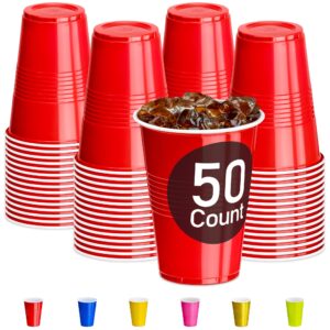 decorrack red plastic cups, 9 oz disposable cups (50 count)