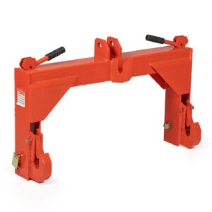 titan attachments 3 point quick hitch adaption to category 2 tractors, 4000 lb lifting capacity, 32.75" between lower arms, 14.5" top link to lower link, orange finish