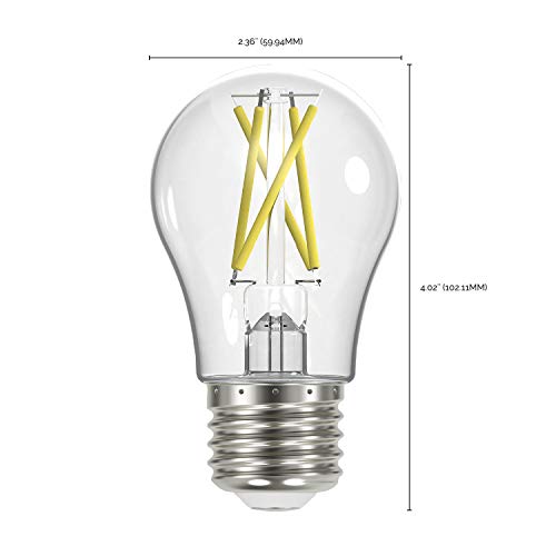 Satco Dimmable Led Filament Lamps, S12415, High Lumens, 8 Watt, A19; Clear; Medium Base; 3000K; 90 CRI; 120 Volt for use at Residential, Hospitality, Display and Commercial (6 LED Light Bulbs)