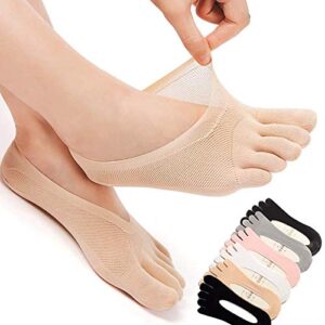 vvovvug sock align toe socks for women, projoint anti bunions health sock, orthopedic compression no show five finger socks(6pairs)