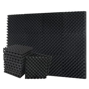 12 pack-12x12x1.18 inches black egg-crate acoustic foam panels,studio foam panels meant for echo absorption, acoustic panels for home office, sound absorbing panels(12x12x1.18 inches, black)