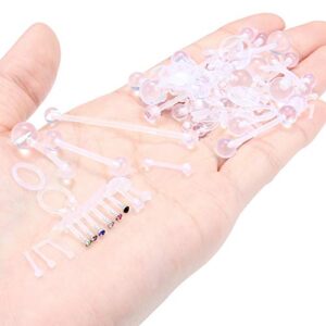 Vsnnsns 14G-20G Body Jewelry Piercing Lot Acrylic Clear Piercing Retainer Flexible Nose Lip Tongue Eyebrow Septum Ring Cartilage Tragus Earrings Navel Belly Button Rings Barbells Body Jewelry 72Pcs