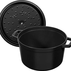 Staub Cast Iron Dutch Oven 5-qt Tall Cocotte, Made in France, Serves 5-6, Matte Black