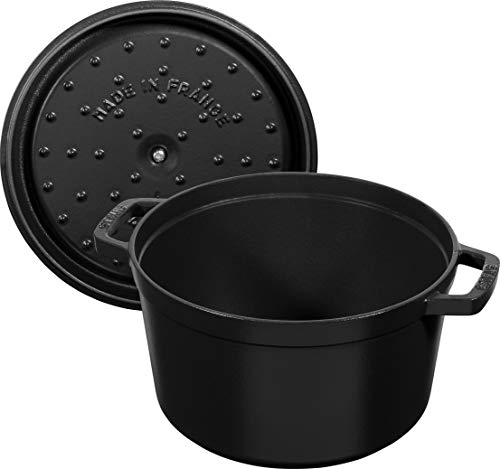 Staub Cast Iron Dutch Oven 5-qt Tall Cocotte, Made in France, Serves 5-6, Matte Black