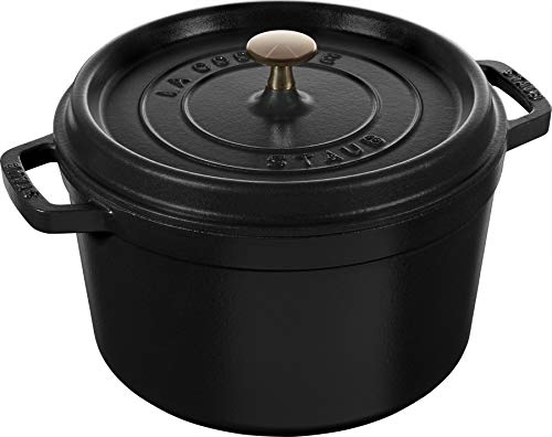 Staub Cast Iron Dutch Oven 5-qt Tall Cocotte, Made in France, Serves 5-6, Matte Black