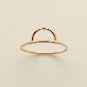 Dremmy Studios Gold Stackable Rings for Women 14K Gold Filled Tiny Dainty Handmade Half Circle Rings Minimalist Rings