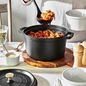 Staub Cast Iron Dutch Oven 5-qt Tall Cocotte, Made in France, Serves 5-6, Matte Black