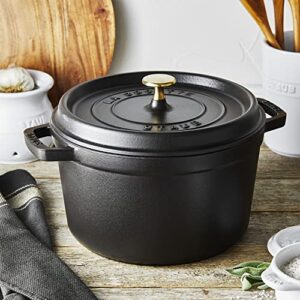 Staub Cast Iron Dutch Oven 5-qt Tall Cocotte, Made in France, Serves 5-6, Matte Black