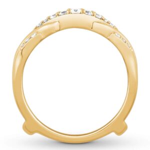 Jewelry Star 14K Yellow Gold Plated in Silver Round Cut Cubic Zirconia Engagement Wedding Enhancer Ring Guard for Women's