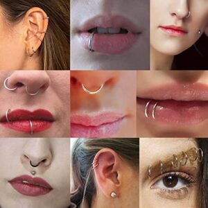 Vsnnsns 16G Stainless Steel Hinged Segment Clicker Nose Rings Hoops Septum Jewelry Lip Ring Hoop Cartilage Tragus Conch Helix Rook Hoop Earrings Piercing Jewelry for Women Men 10MM Mix Colro 16 Gauge