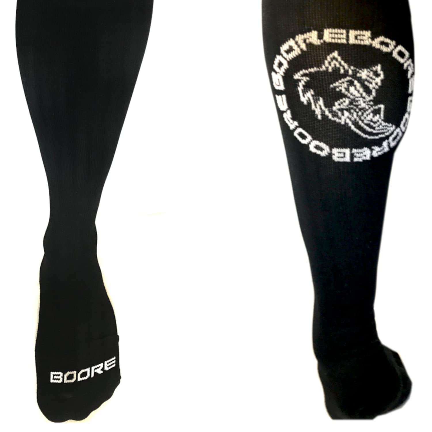 BOORE - Deadlift OCR socks Weightlifting Compression Socks With Shin Drag Protection Unisex 15-20mmhg (black Large/X-Large)