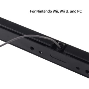 Aokin USB Sensor Bar for Wii, Replacement USB Wired Infrared Ray Sensor Bar for Nintendo Wii, Wii U, and PC, Includes Stand, Black