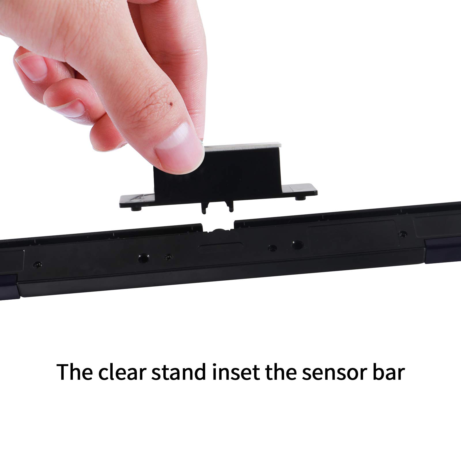 Aokin USB Sensor Bar for Wii, Replacement USB Wired Infrared Ray Sensor Bar for Nintendo Wii, Wii U, and PC, Includes Stand, Black