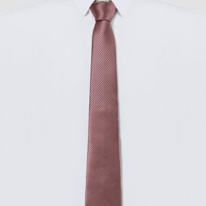 Allegra K Men's Solid Color Self-tied Stripes Textured Wide Tie Neck Wedding Formal Ties One Size Dusty Pink