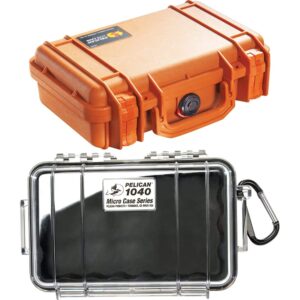 pelican select bundle 1170 case with foam (orange) 1040 micro case (black/clear)