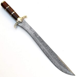 dam-9908 custom handmade spring damascus hunting full tang longsword with sheath