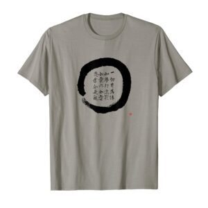 Artistic Japanese Diamond Sutra Calligraphy Enso Circle Zen T-Shirt