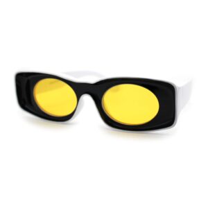 womens unique concave thick mod plastic sunglasses black yellow