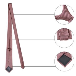 Allegra K Men's Solid Color Self-tied Stripes Textured Wide Tie Neck Wedding Formal Ties One Size Dusty Pink