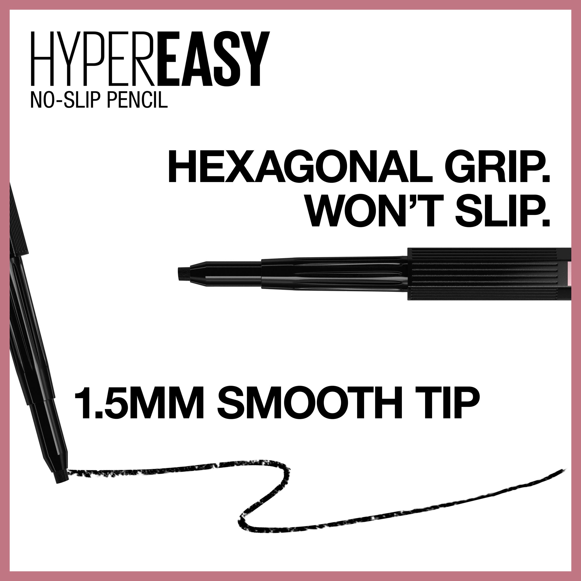 MAYBELLINE New York Eyestudio Hyper Easy No Slip Pencil, Black, 0.04 Oz, Pack of 2